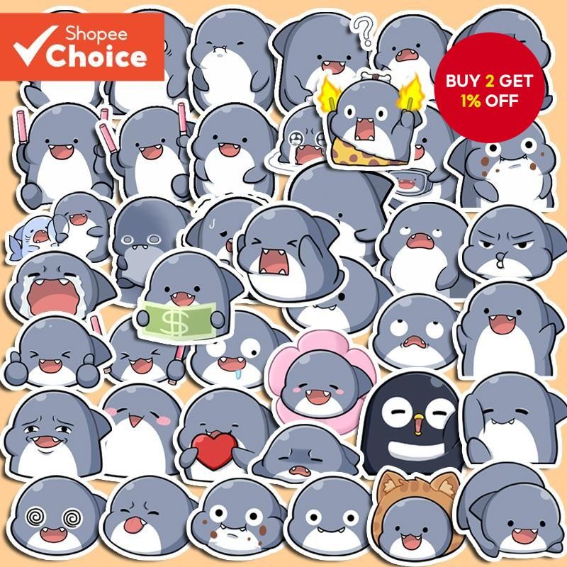 40pcs Cute Baby Shark Laptop Stickers for Water Bottle Washi ...