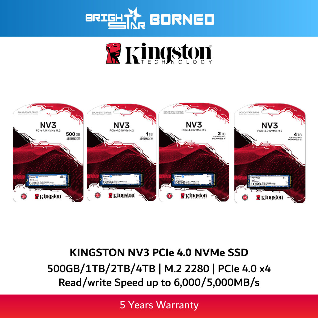 KINGSTON NV3 PCIe 4.0 NVMe SSD - 500GB/1TB/2TB/4TB | Shopee Malaysia