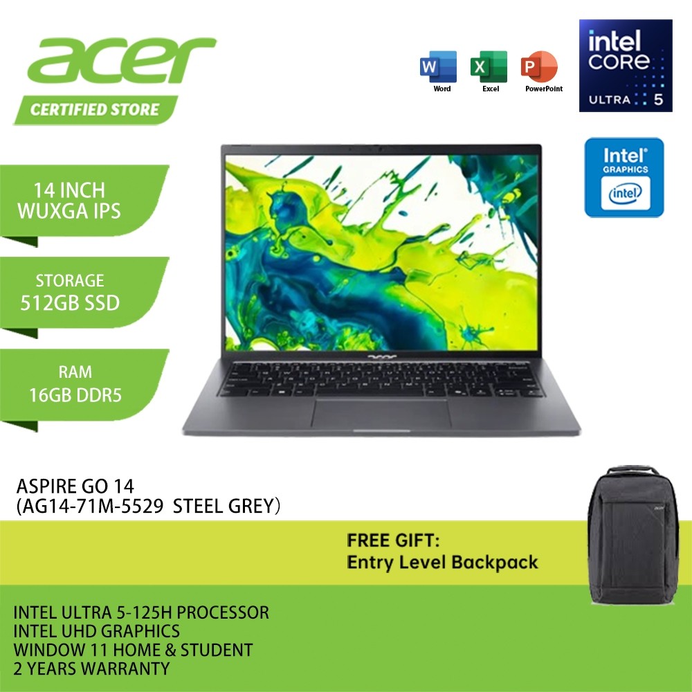 ACER Aspire Go 14 AG14-71M-5529 Laptop - 14" WUXGA IPS/Intel U5-125H ...