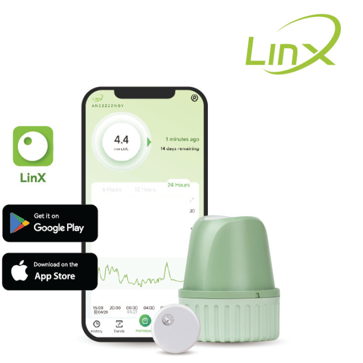 Real-Time CGM Continuous Glucose Monitor MICROTECH LinX 15-Day 24H ...