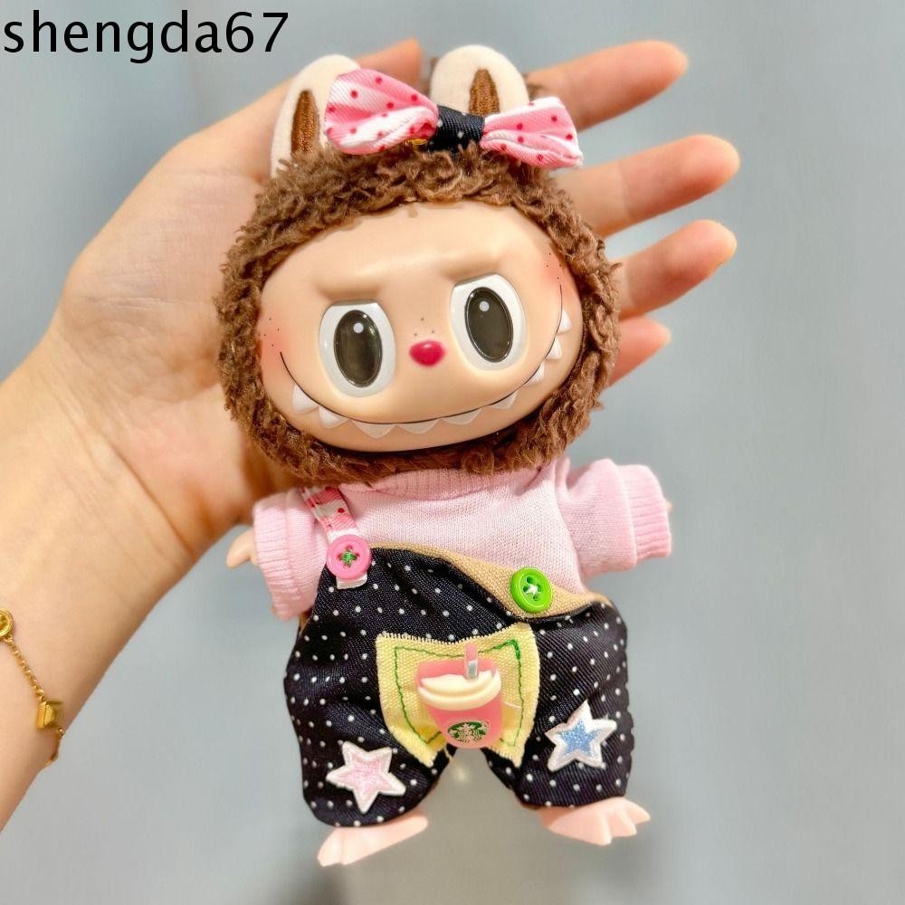 SHENGDA Labubu Doll Clothes, Starbucks McDonald's 17cm Cotton Doll's ...