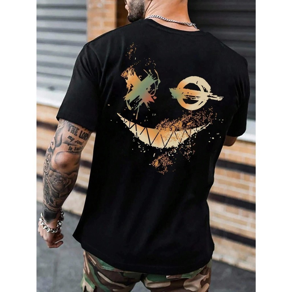 (In stock locally) Cartoon Graphic T-Shirt for Men with Evil Smile ...
