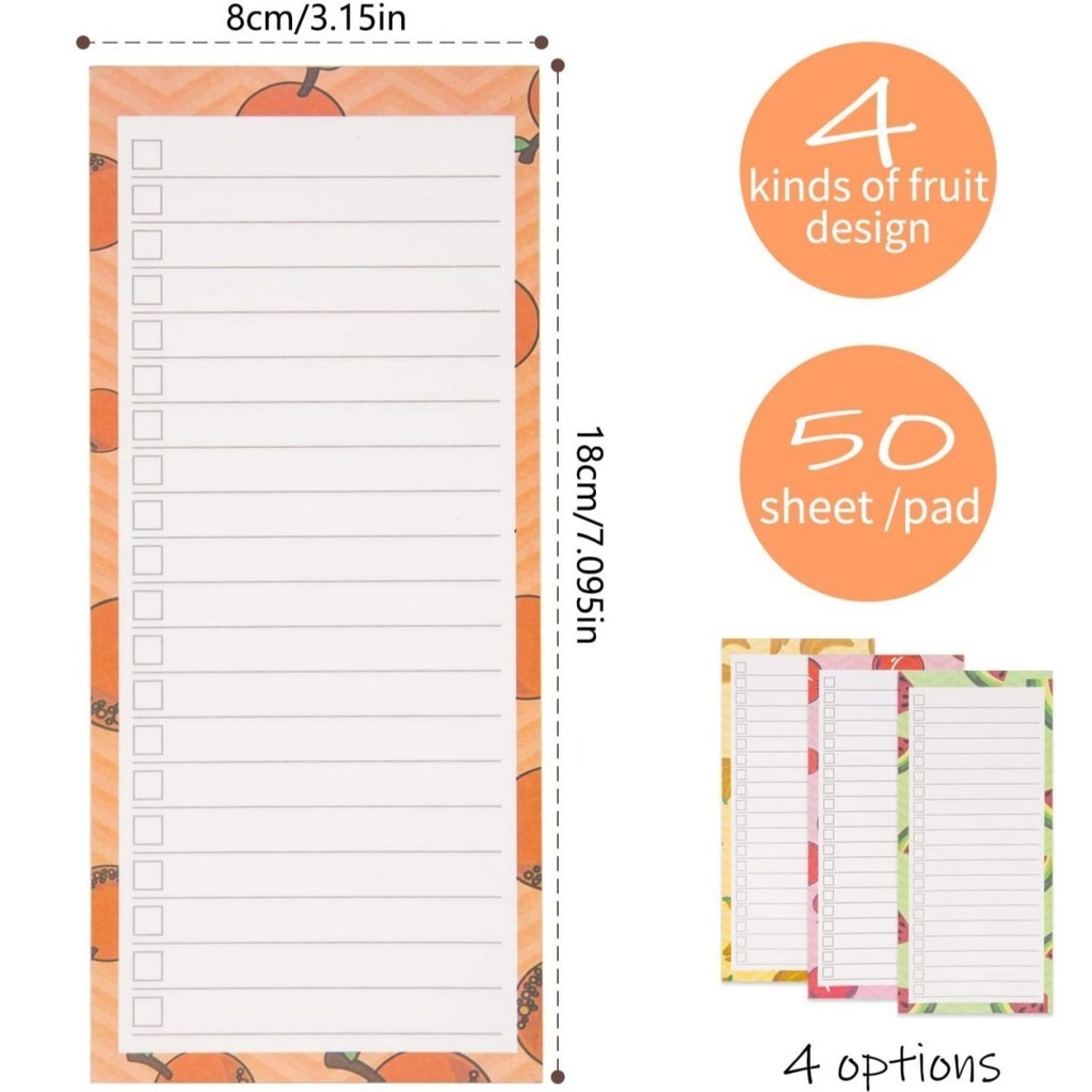 50 Sheets Magnetic Notepads For Refrigerator, Grocery List Magnet Pad ...
