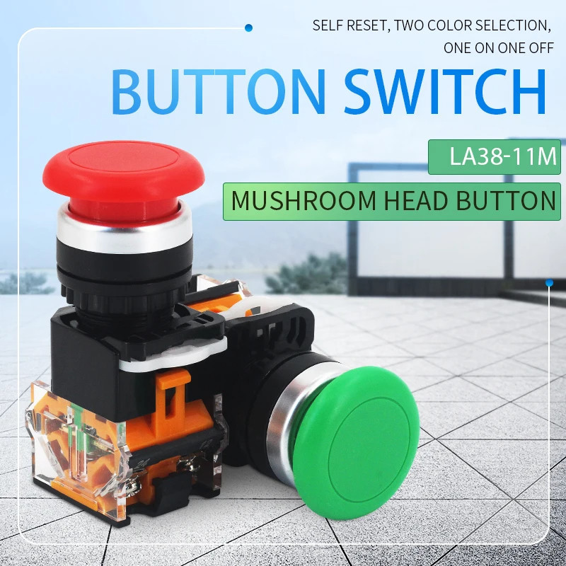 1 Piece Momentary Mushroom Cap Push Button Switch LA38-11M Self Reset ...