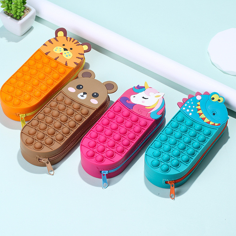 Pop It Pencil Case Animal Pen Bags Bubble Pen Holder Silicone pencil ...