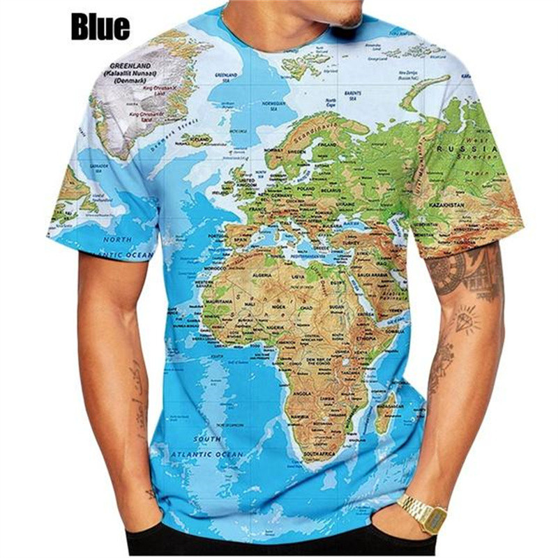 World Maps Africa Graphic T Shirts Men 3D Printed T-shirt Womens ...