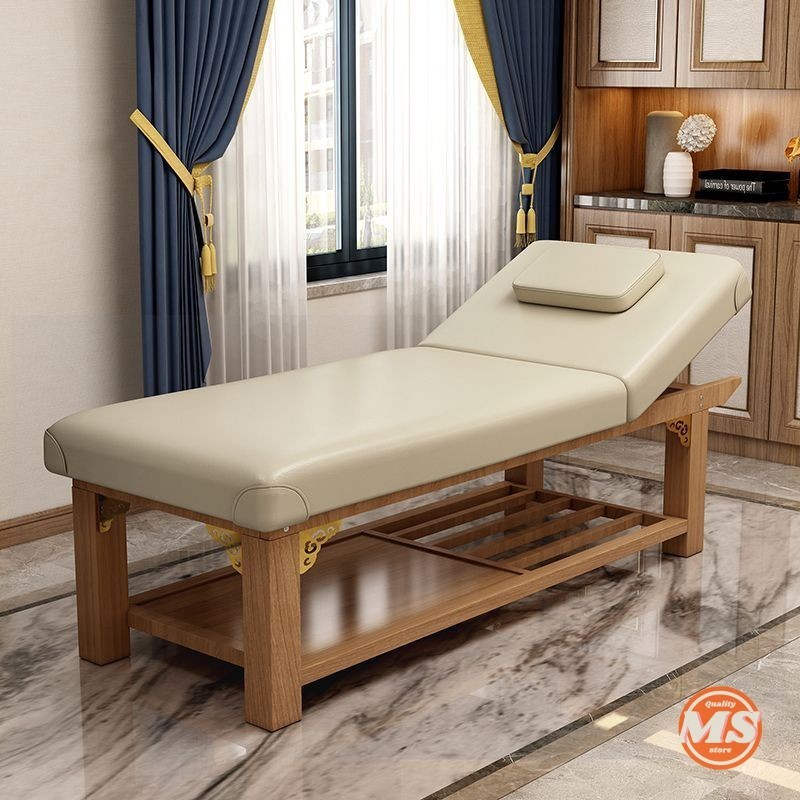 Solid Wood Beauty Massage Bed with Hole Salon Premium Pu Bed Facial ...