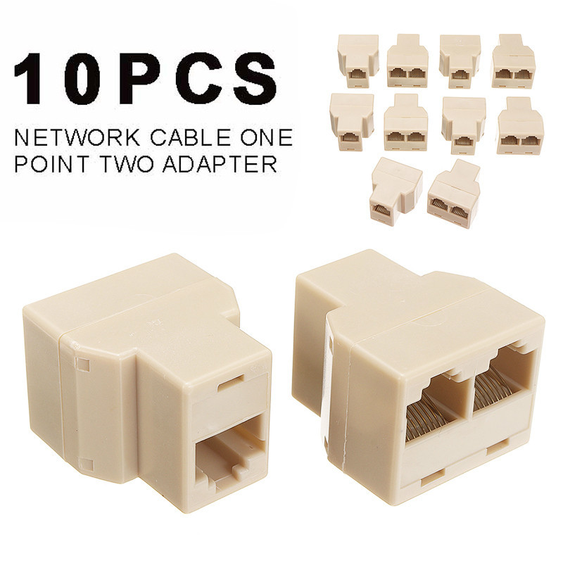 10pcs RJ45 Ethernet LAN Network Y Splitter 2 Way Adapter 3 Port Coupler ...