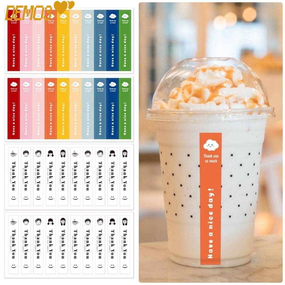 [DEMO3] 100Pcs/10 Sheets Milk Tea Sticker, Thank You For Your Support ...