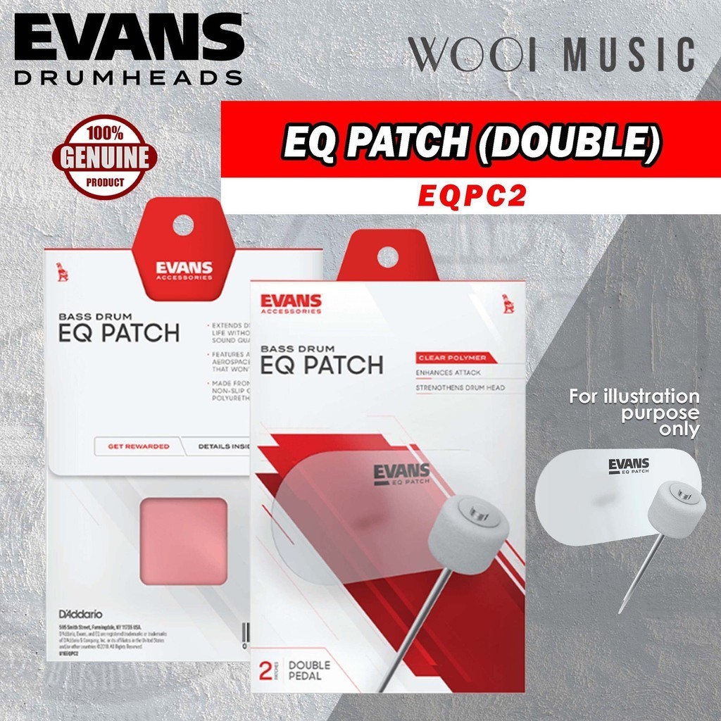 Evans EQPC2 EQ Patch Clear Plastic Double Patch for Bass Drum - Made In ...