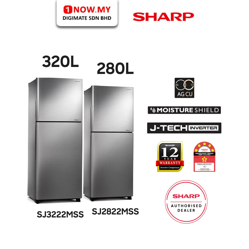 SHARP (320L/280L) Inverter Top Freezer Folio Refrigerator SJ3222 ...