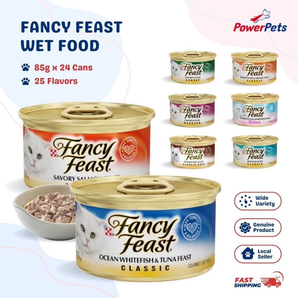 [Bundle of 24] Fancy Feast Wet Food – 85g, Chicken & Liver, Creamy ...