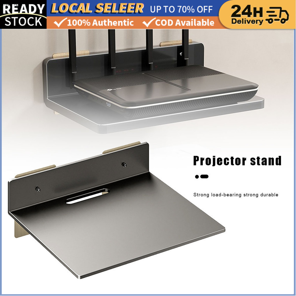 Drill-Free Aluminum Projector Bracket Wall Shelf Storage Tray Set-top ...