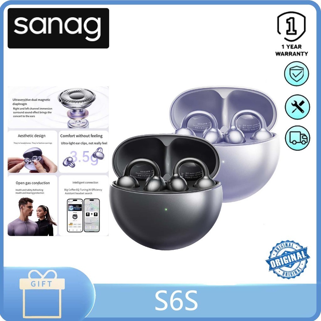 SANAG S6S Bone Conduction Bluetooth Headset Concept Open Wireless clip-on Ear Ear clip-on ear ...