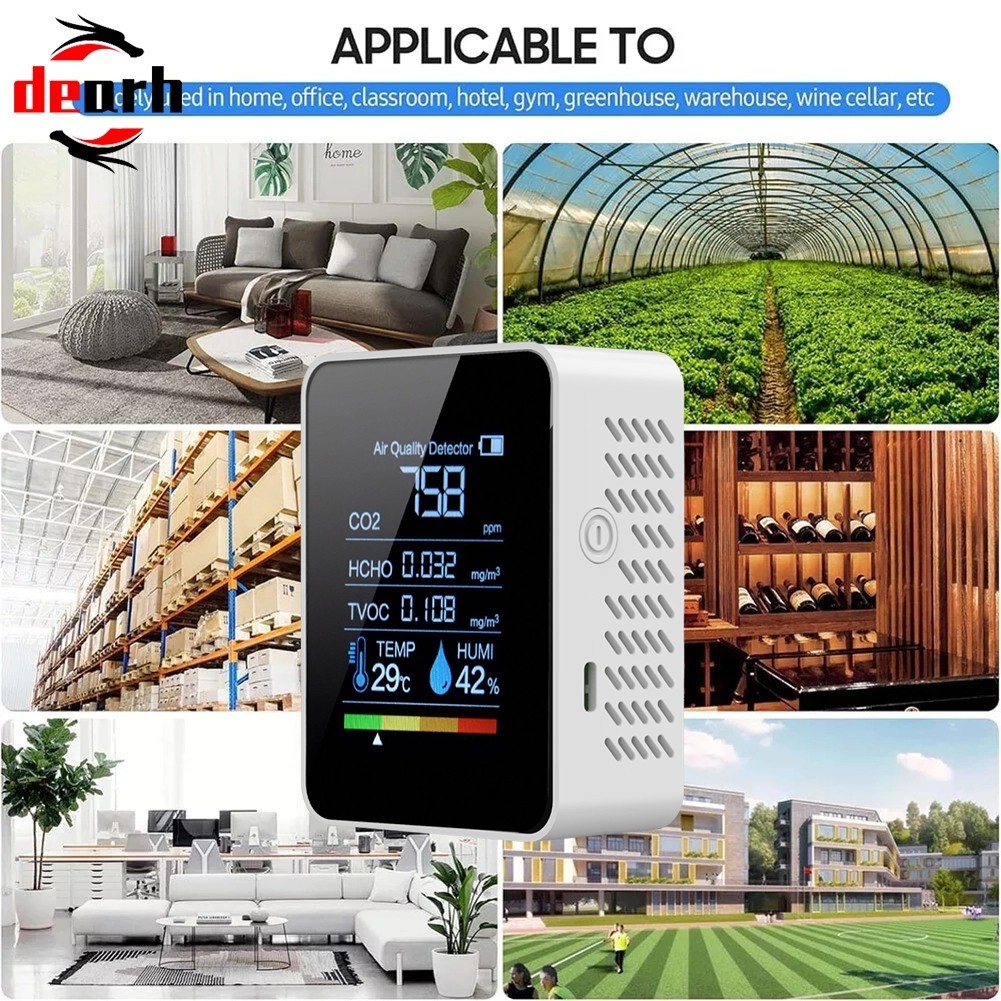 [DRHT 0806] Air Quality Monitor 5in1 Indoor Carbon Dioxide Detector ...