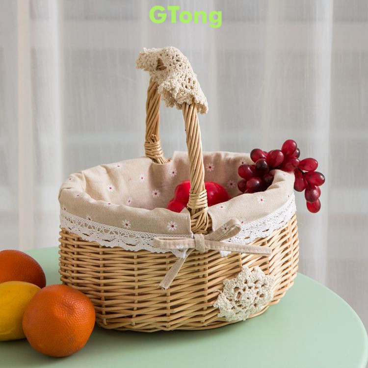 Gtong Rattan Basket Carrying Basket Picnic Basket Bamboo Basket Storage ...