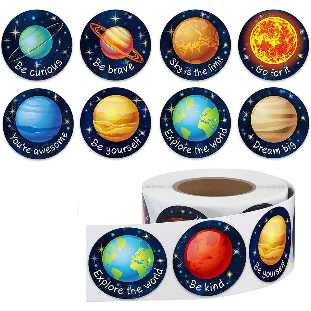 500PCS/Roll Solar System Stickers Realistic Earth Planet Roll Stickers ...