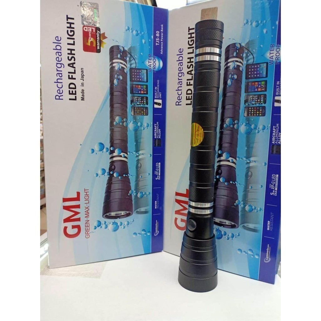 (GML TJS) Rechargeable LED Flash Light With Extra Batteries DC (GHS ...