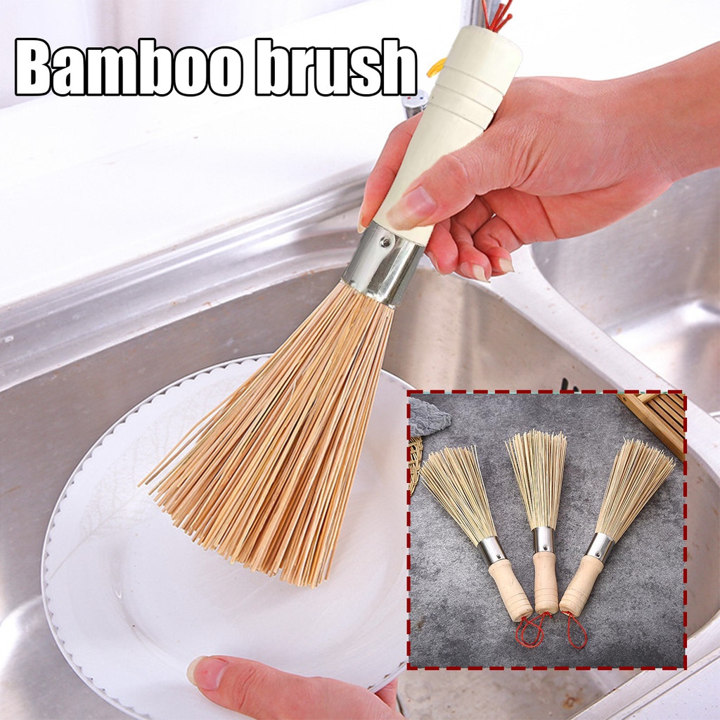 Old-Fashioned Natural Bamboo Wok brush kitchen brush wok pot bowl brush ...