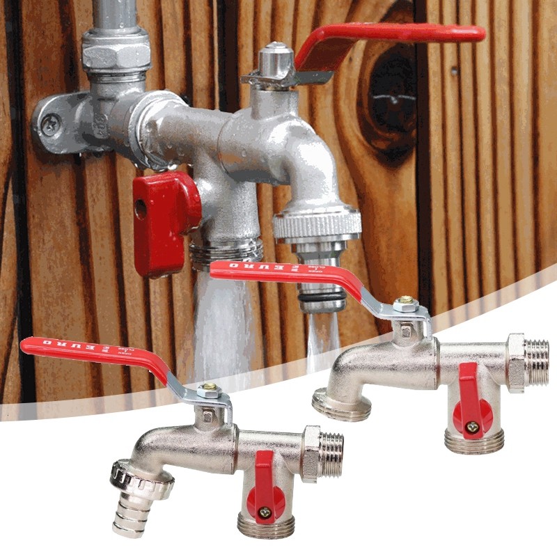 Convenient Double Outlet Faucet Water Tap Adapter 1/2'' To 3/4'' S60X6 ...