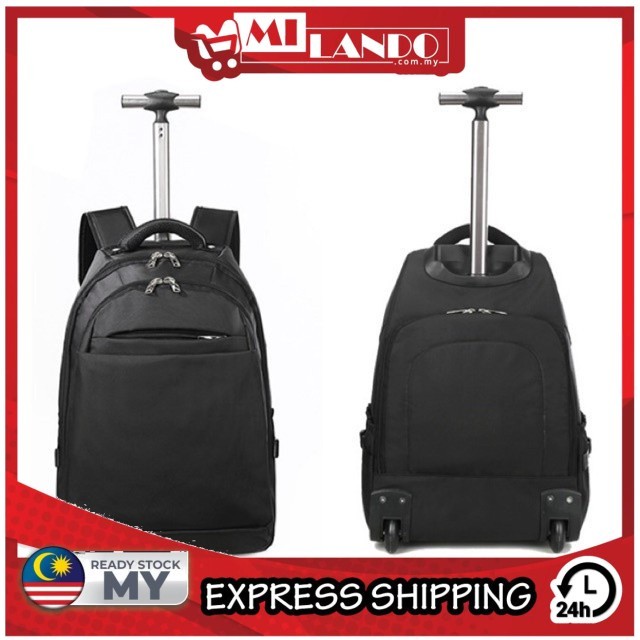 MILANDO Travel 2-Wheel Trolley Bag Backpack Suitcase Cabin Bag Business ...
