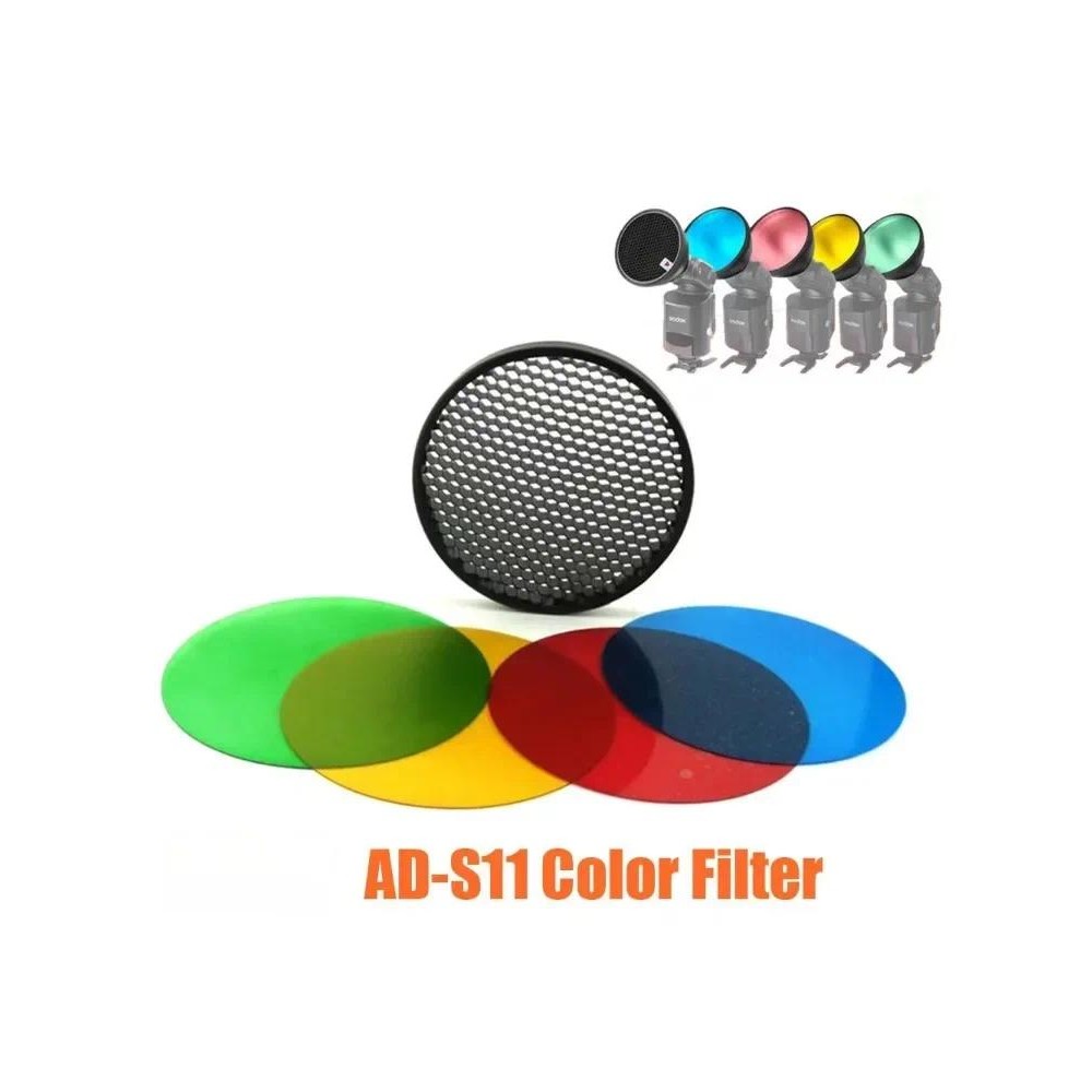 Godox AD-S11 4 Photography Color Filter Gel Pack with Honeycomb Grid ...