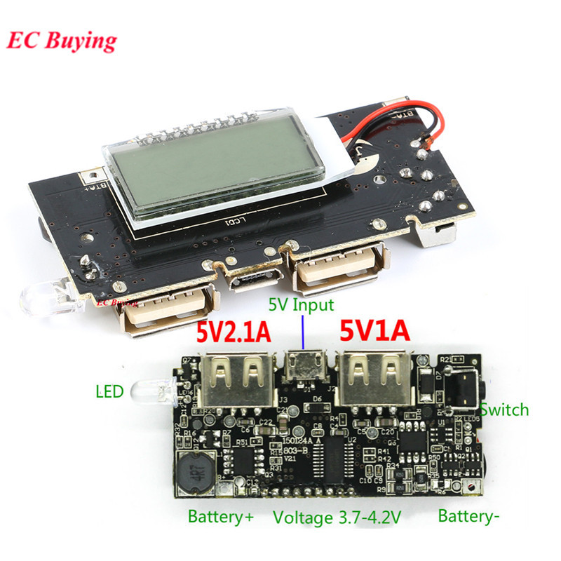 5V 2A Mobile Power Bank Charge Controller Digital LCD Dual USB 18650 ...