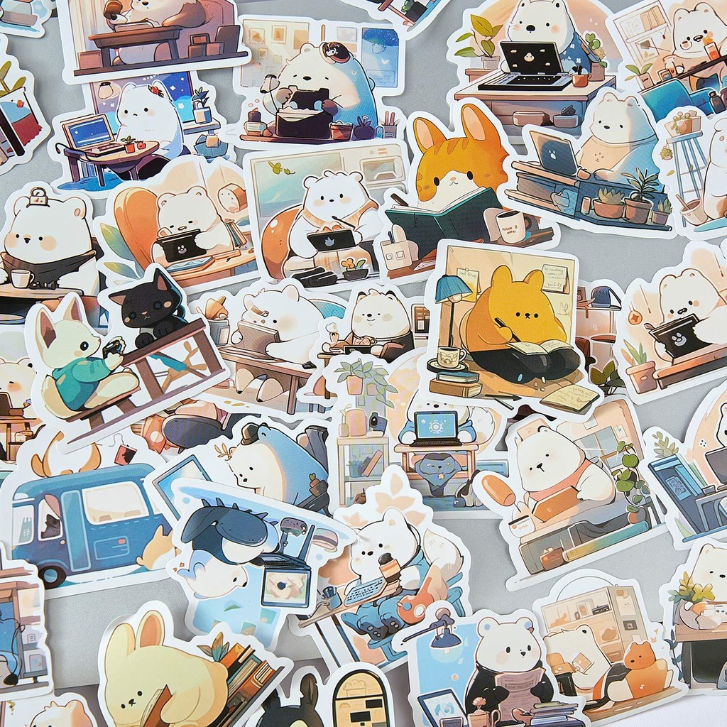 Journamm 50pcs/pack Cute Animal Stickers Life Interest DIY Scrapbooking ...