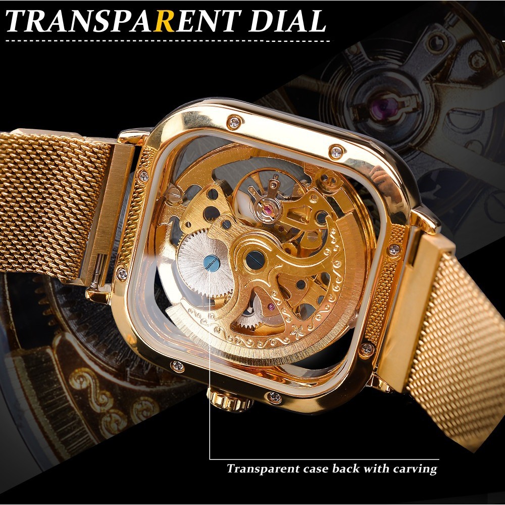 2024 Fashion Sports Men's Square Automatic Magnet Mechanical Strap ...