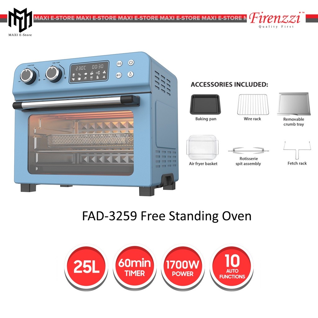 Firenzzi FAD-3259 Stainless Steel Counter Top Oven 25L 1700W - Blue ...