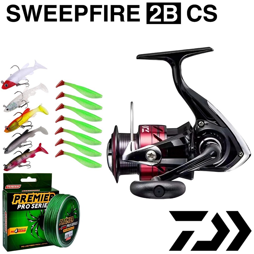 Combo DAIWA SWEEPFIRE 2B CS 3000 Spinning Reel ABS Metal Spool Long ...