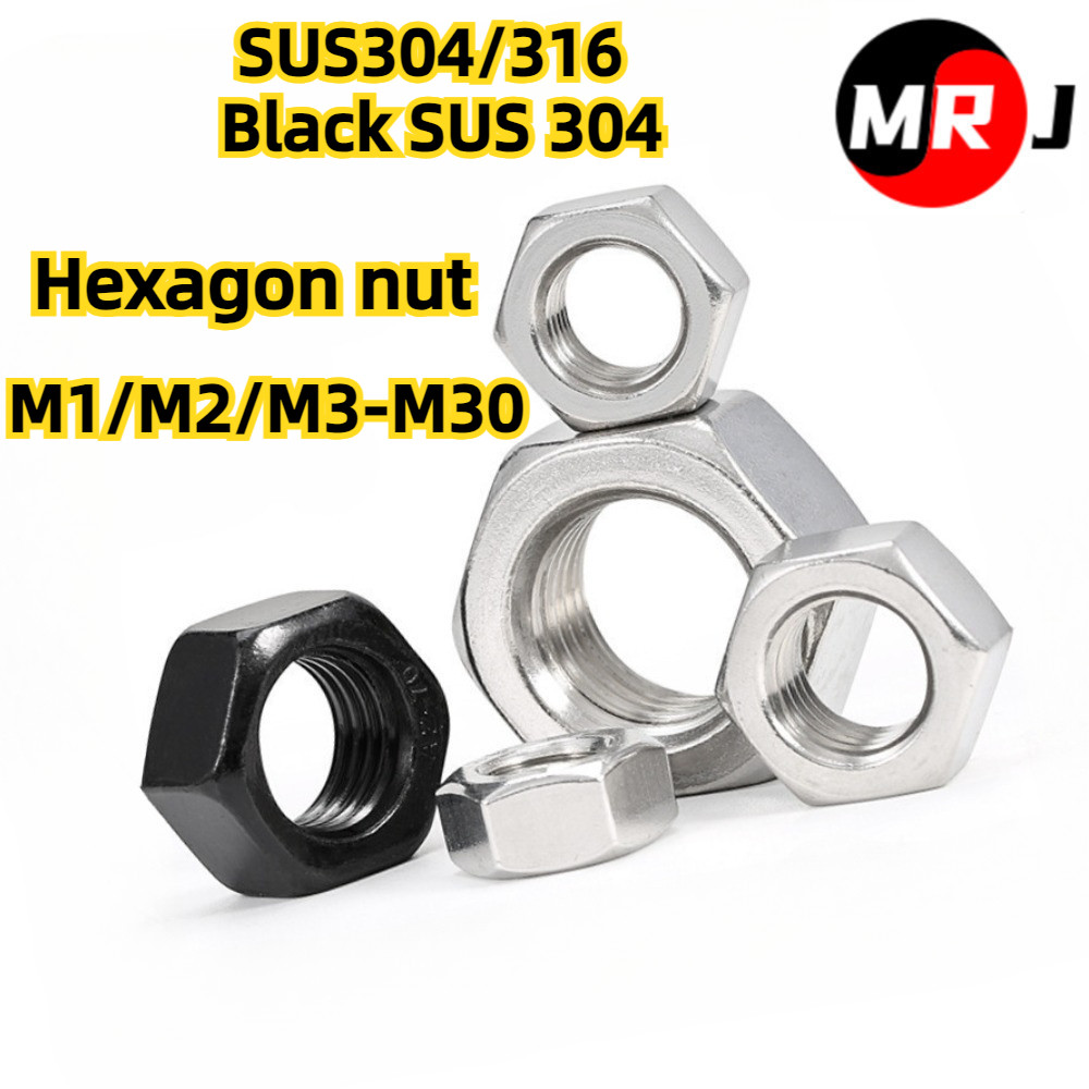 [MRJ] Stainless Steel 304/316 Black Stainless Steel Hex Nut M1/M2/M3/M4-M30 Hex Locking Nut ...