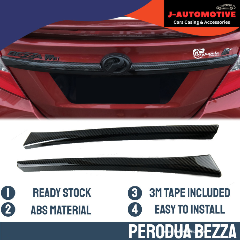 Perodua Bezza 2020 - 2024 Trunk Streamer Carbon Fiber Cover accessories ...
