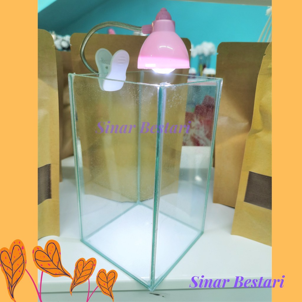 Aquarium LED Lamp Light Betta Ikan Laga Clip Battery Easy Install Lampu ...