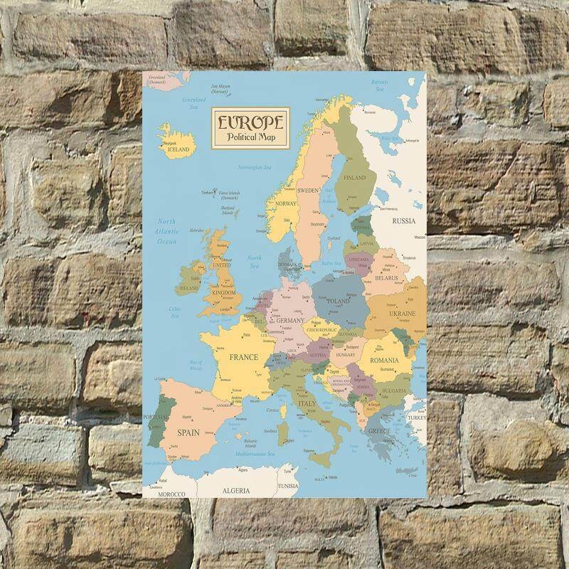 Vintage Map of Europe Travel World Political Map Cities in Detail Map ...