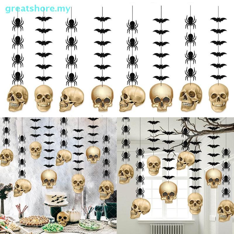 greatshore Horror Happy Halloween Banner Skeleton Spider Web Sign ...