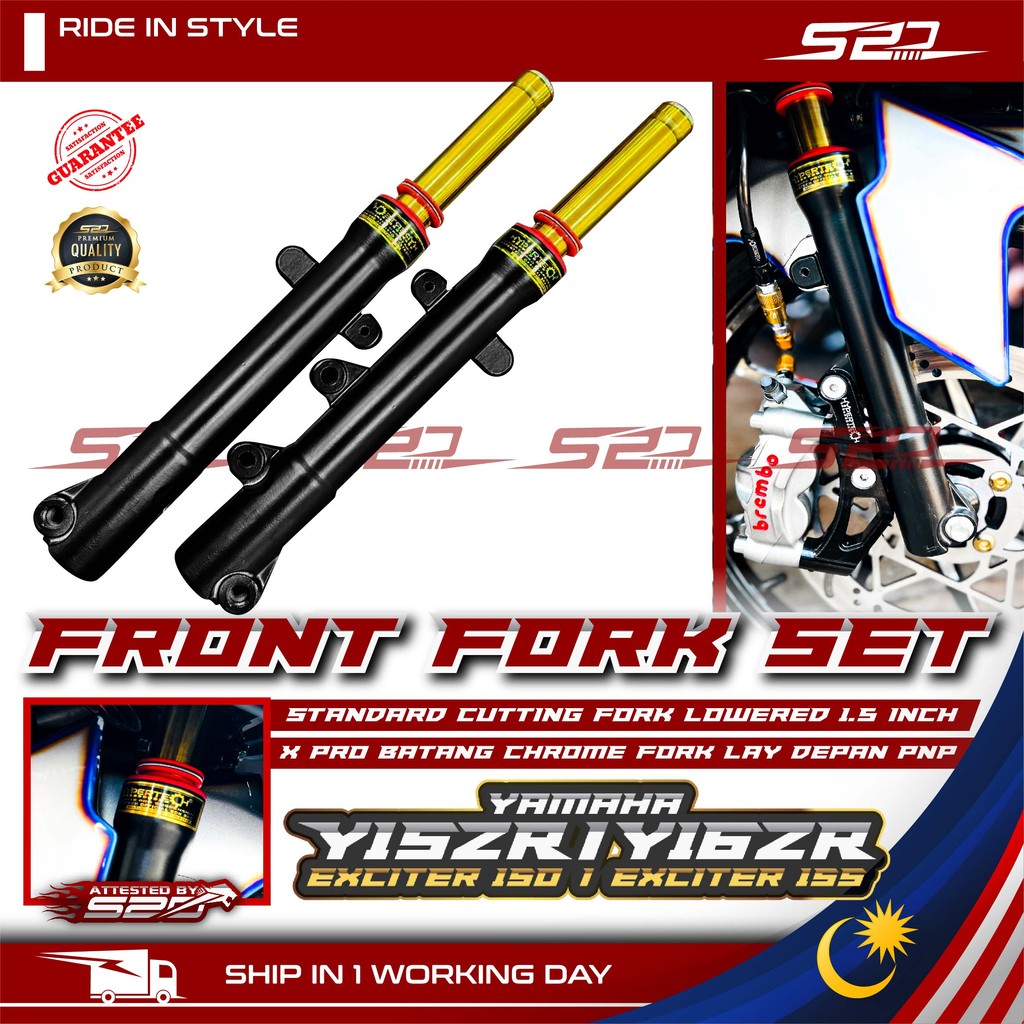 Front Fork Set HYPERTECH Y15 Y16 EXCITER STD Cutting Lowered 1.5 INCH ...
