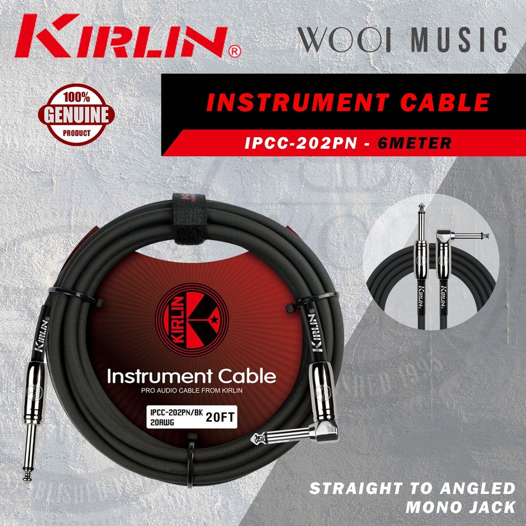 Kirlin IPCC-202PN/BK-6M 20AWG Straight to Angled Instrument Cable - 6M ...
