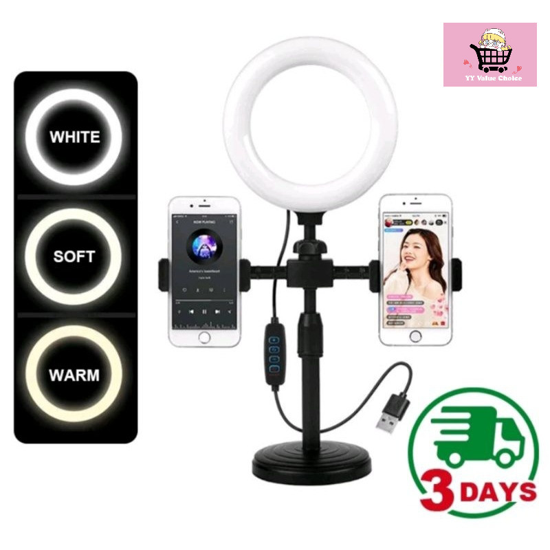 Mobile Phone Beauty Stand Ring Light 16cm With Stand And Dual Phone ...