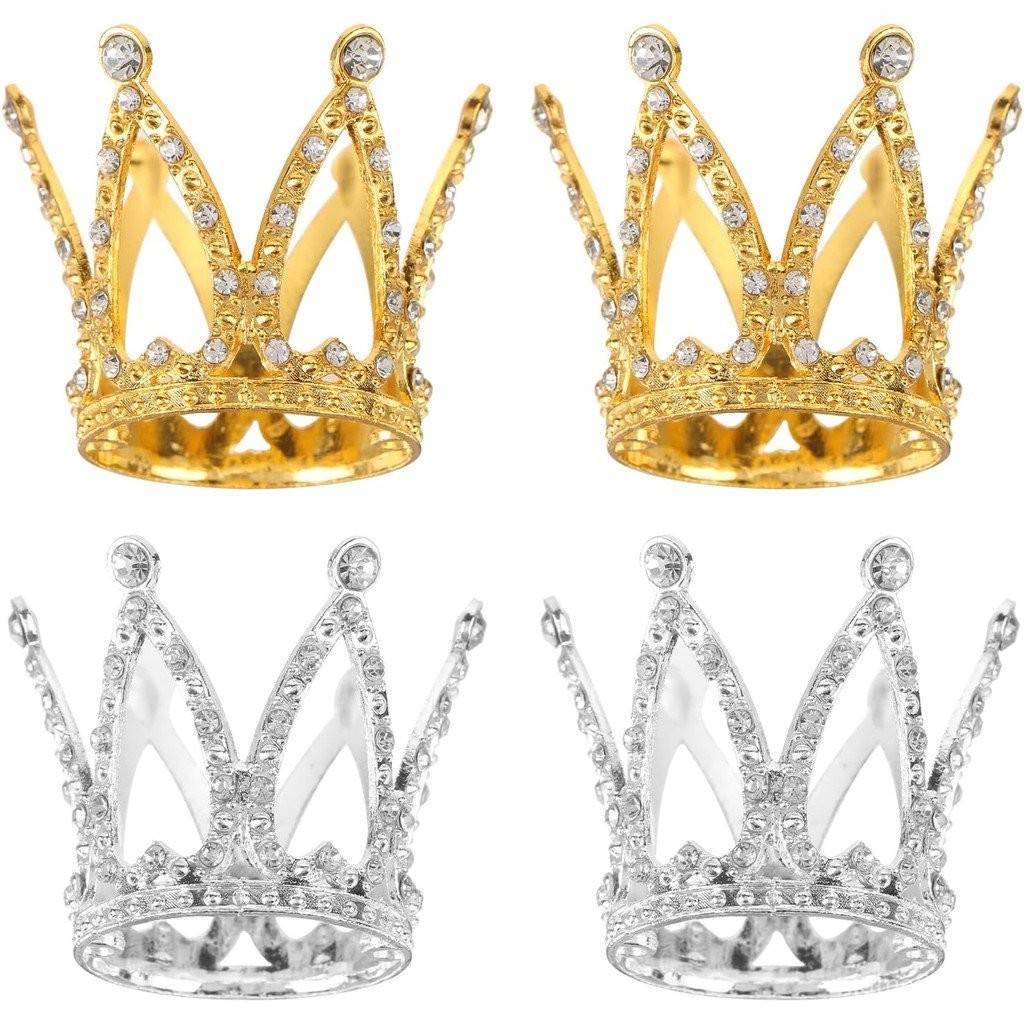 4pcs Mini Mahkota Kek Topper,UHOMENY Cantik Crystal Crown Cupcake ...