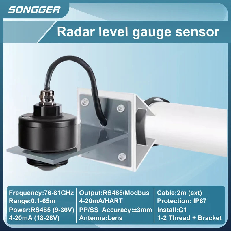 Radar Level Gauge Sensor RS485 Non-Contact PP Radar Water Level Sensor ...