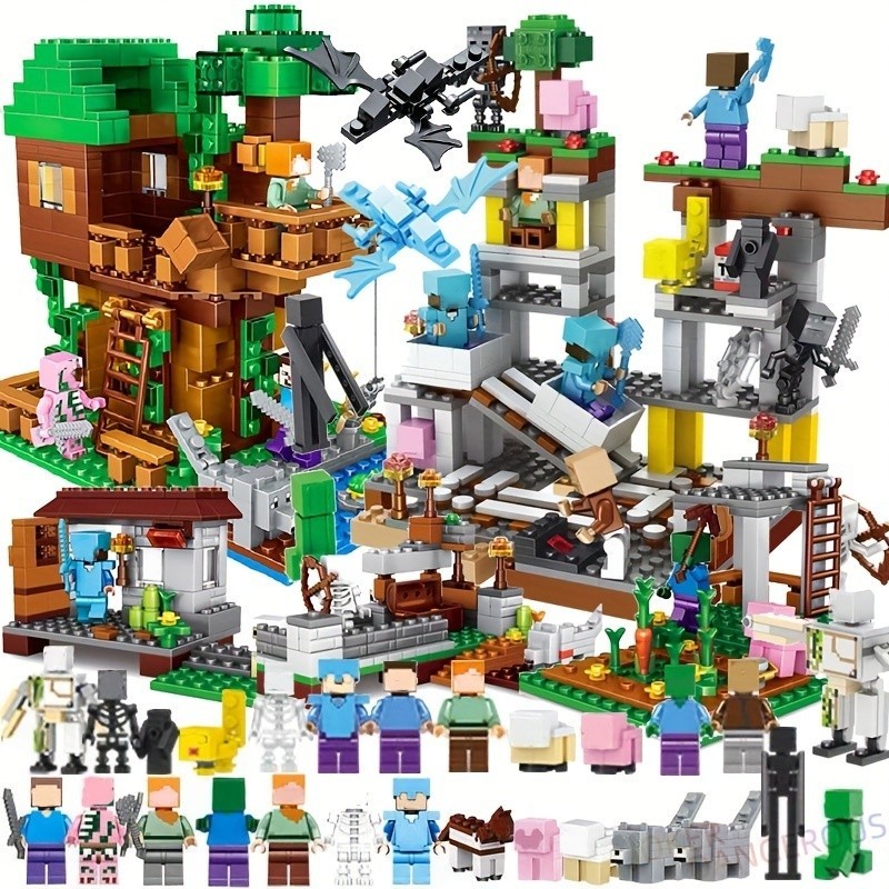 Building Blocks Mine Mine World Toy Set Include Character Children ...