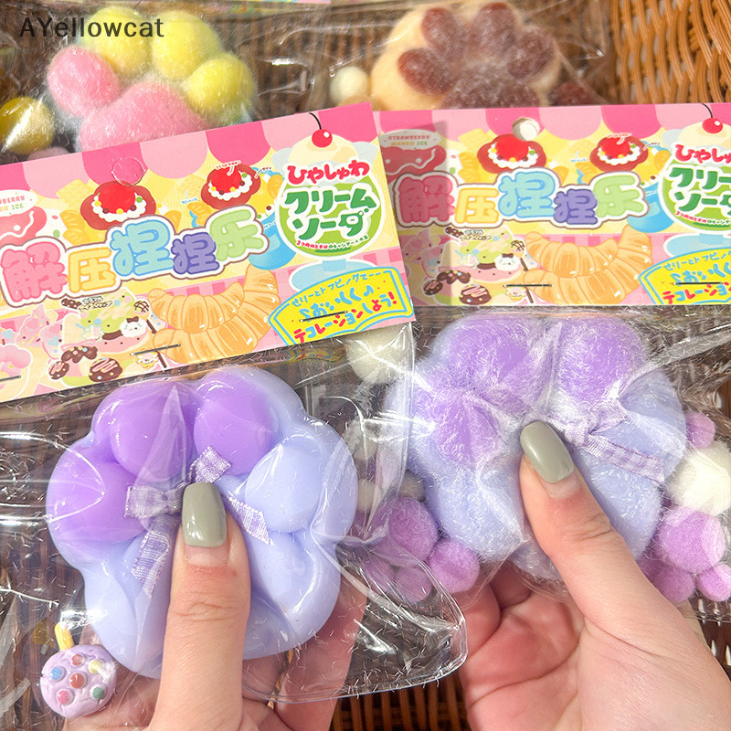 AY Cat Paw Mochi Taba Squishy Fidget Toy Cute Plush Cat Paw Silicone ...
