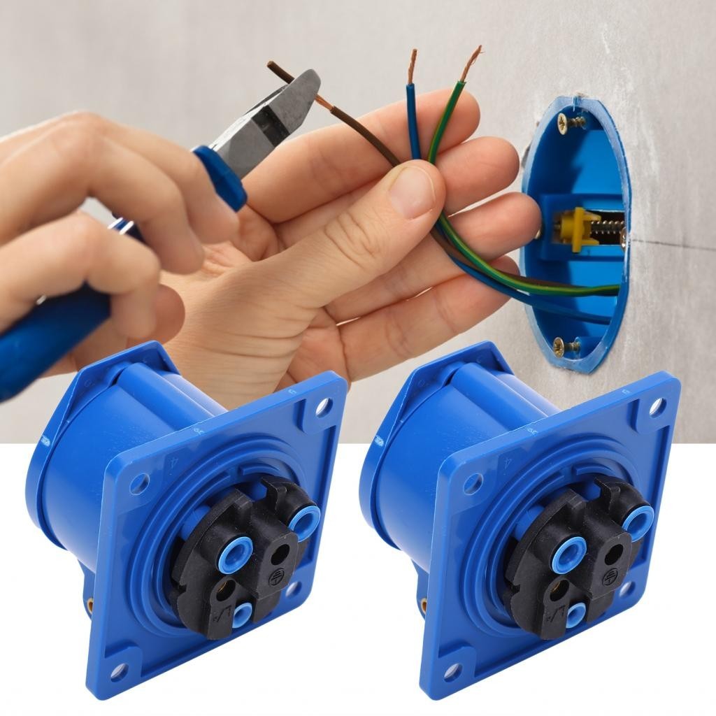 Supergoodsales 2Pcs Single-Phase Industrial Power Socket 3-Pin ...