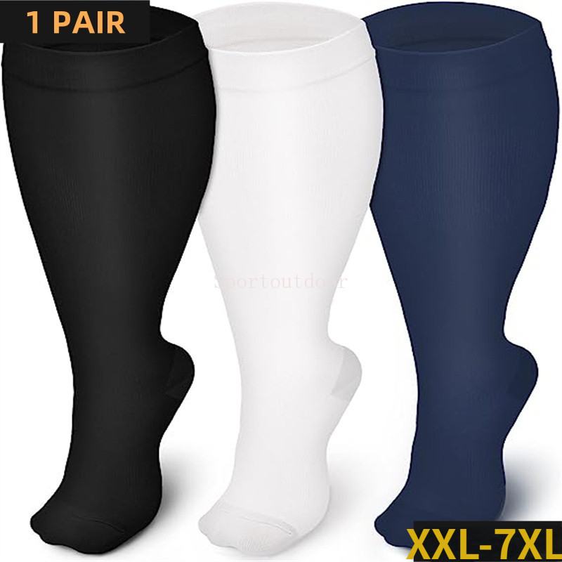 Plus Size Compression Socks Solid Color Women Men Sports Running Yoga ...