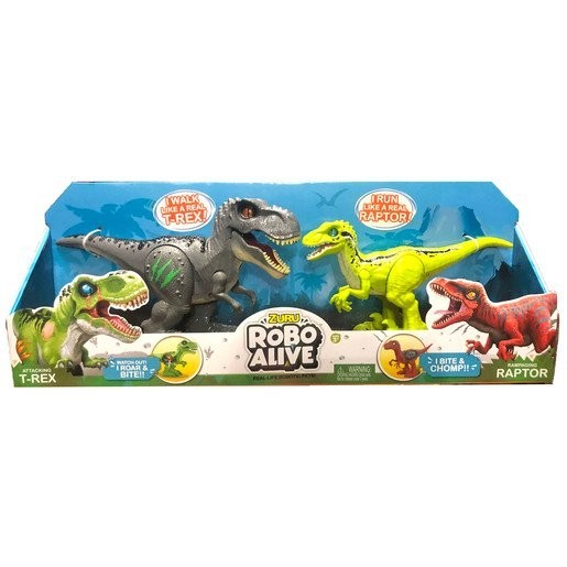 ZURU Robo Alive Dinosaurs Grey T Rex & Green Raptor | Shopee Malaysia