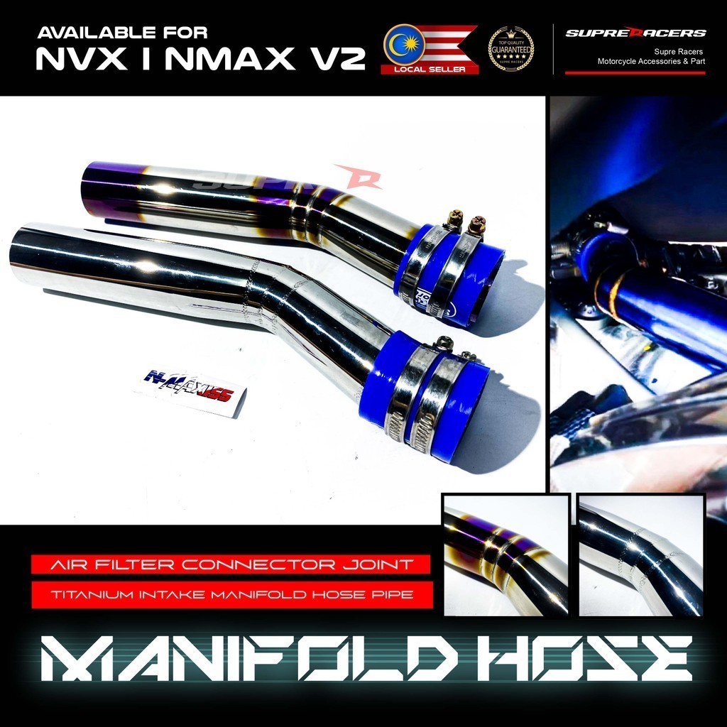 NVX NMAX Intake Manifold Hose Pipe I Titanium / Chrome I Air Filter ...