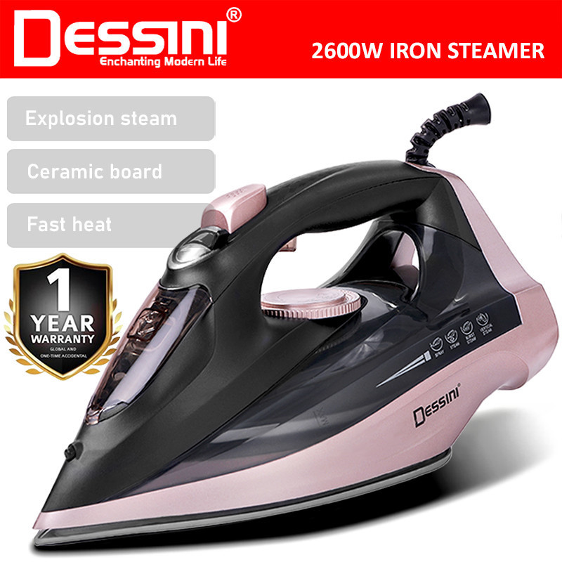 DESSINI ITALY 2600W Electric Ceramic Soleplate Garment Steam Iron ...