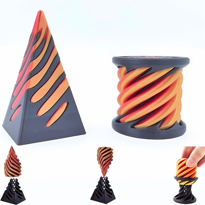 New 3D Printed Helix Screw Fidget Toy Spiral Cone Impossible Pyramid ...