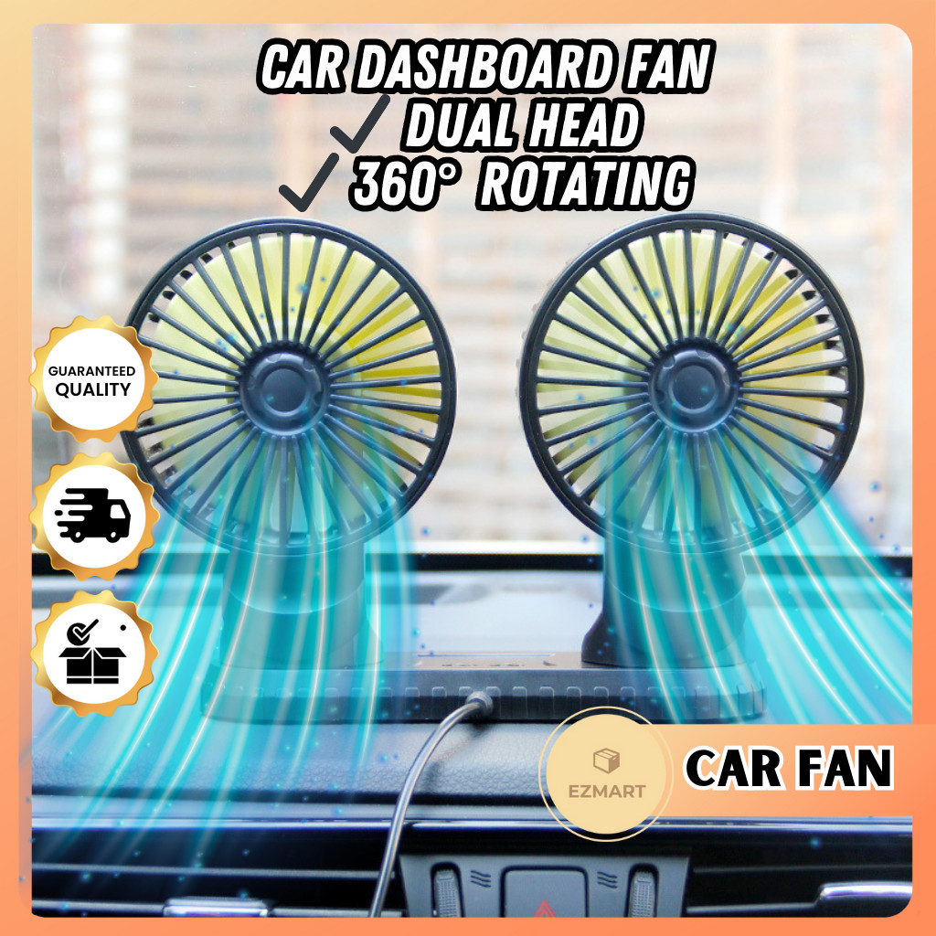 USB Double Head Fan 360° Rotating Cooler Car Fans Desktop Fan Truck Fan ...